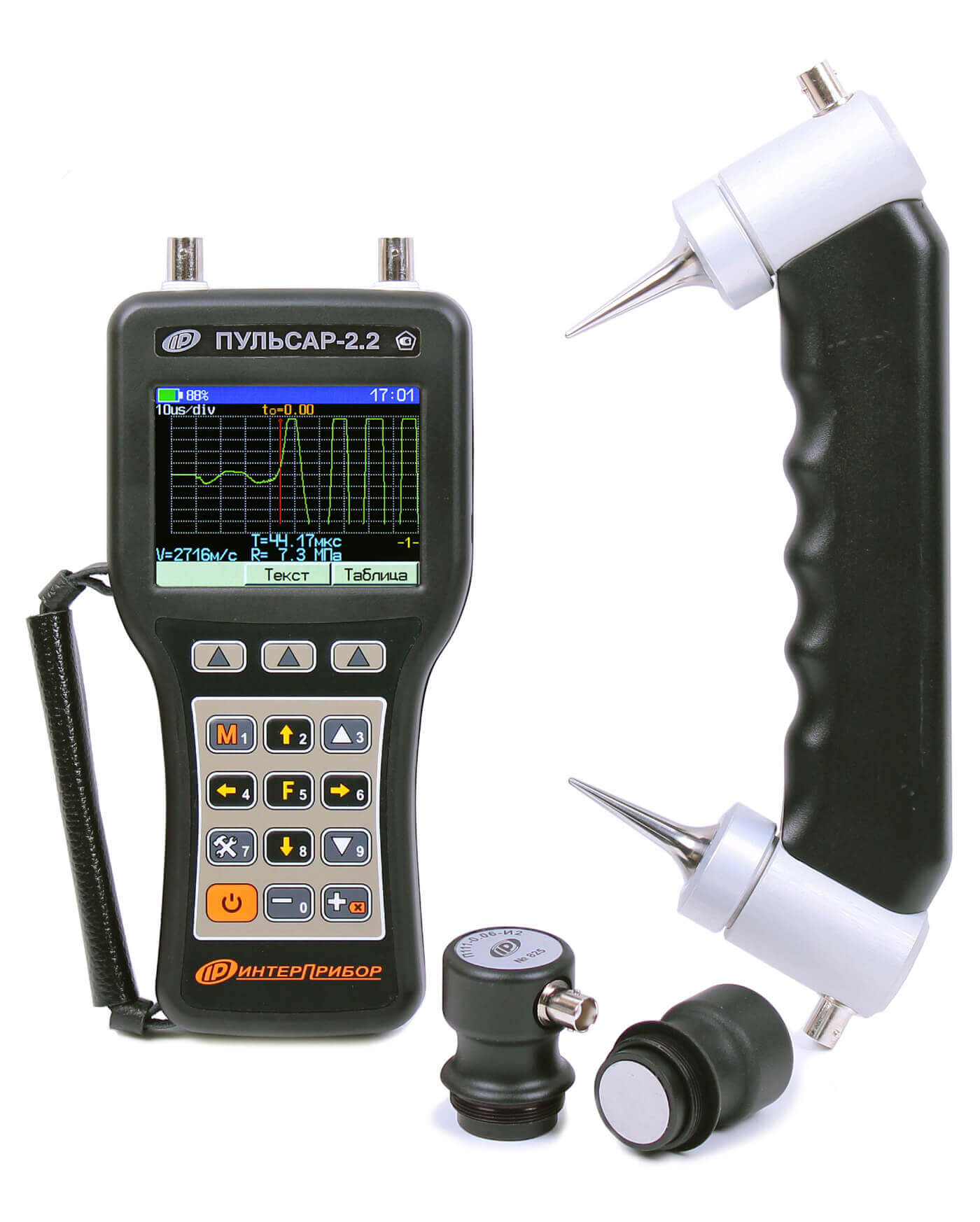 PULSAR-2.2 instrument with visualization for ultrasonic testing of concrete